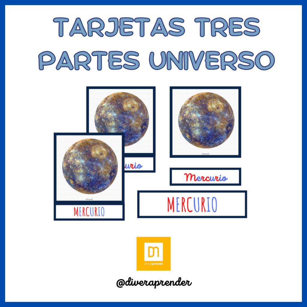 Tarjetas tres partes universo – Diveraprender