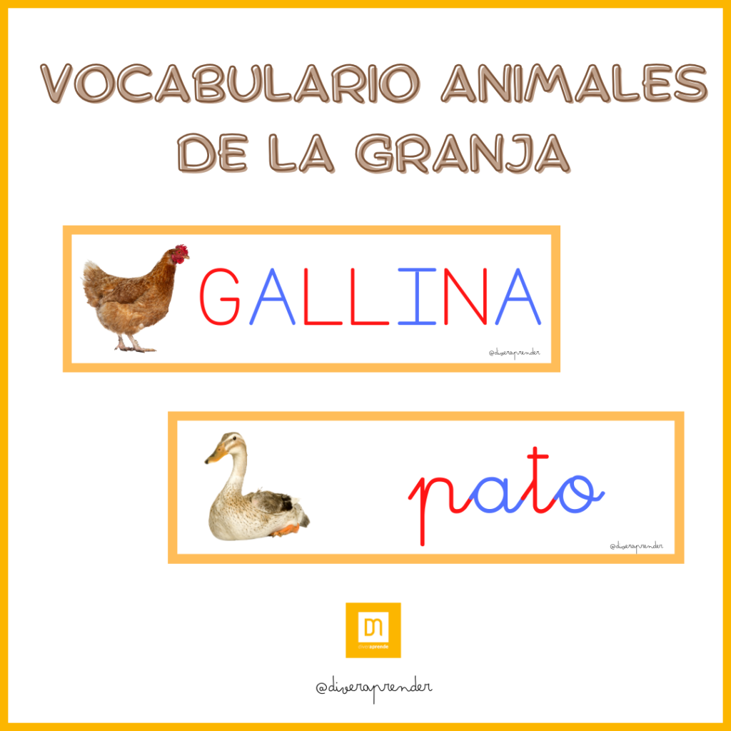 Vocabulario animales de la granja – Diveraprender
