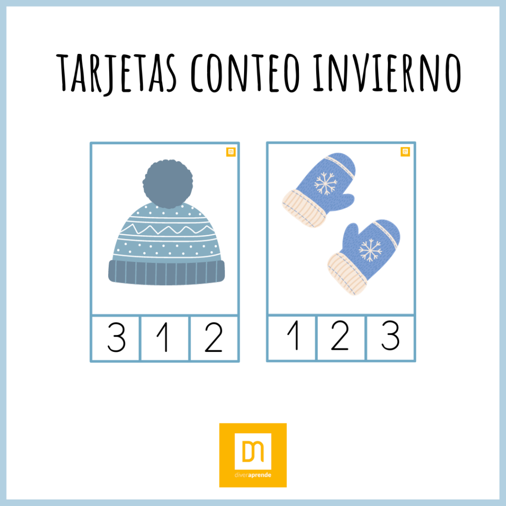 Tarjetas conteo invierno – Diveraprender